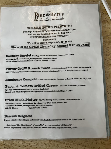 The Blue Berry Cafe Menu, Prices, Hours & Location | Breakfast & Brunch ...